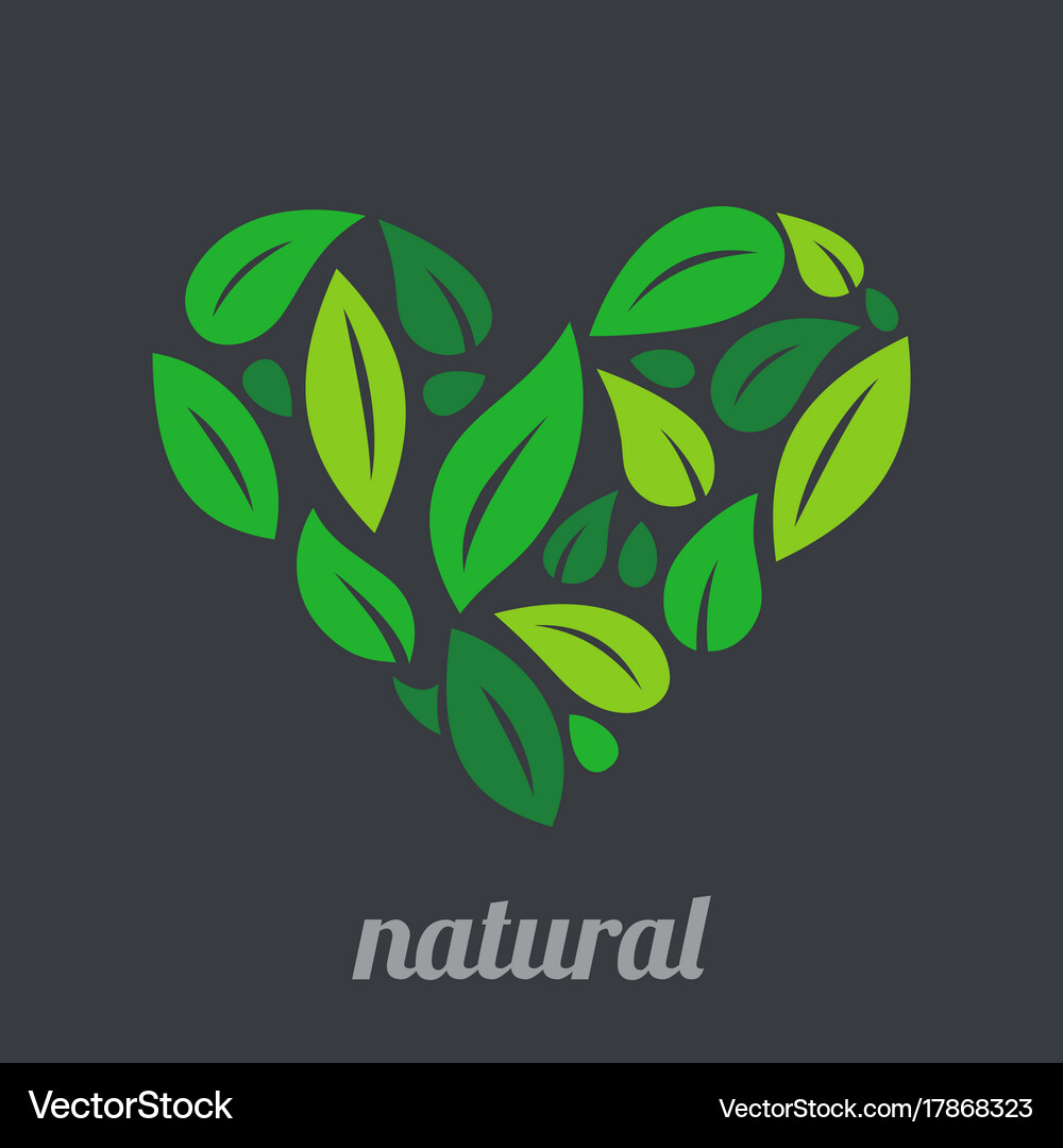 Tree logo heart shape design template Royalty Free Vector
