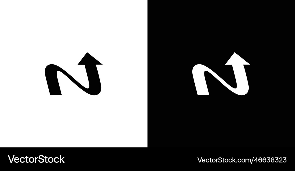 Unique and modern n arrow logo design Royalty Free Vector