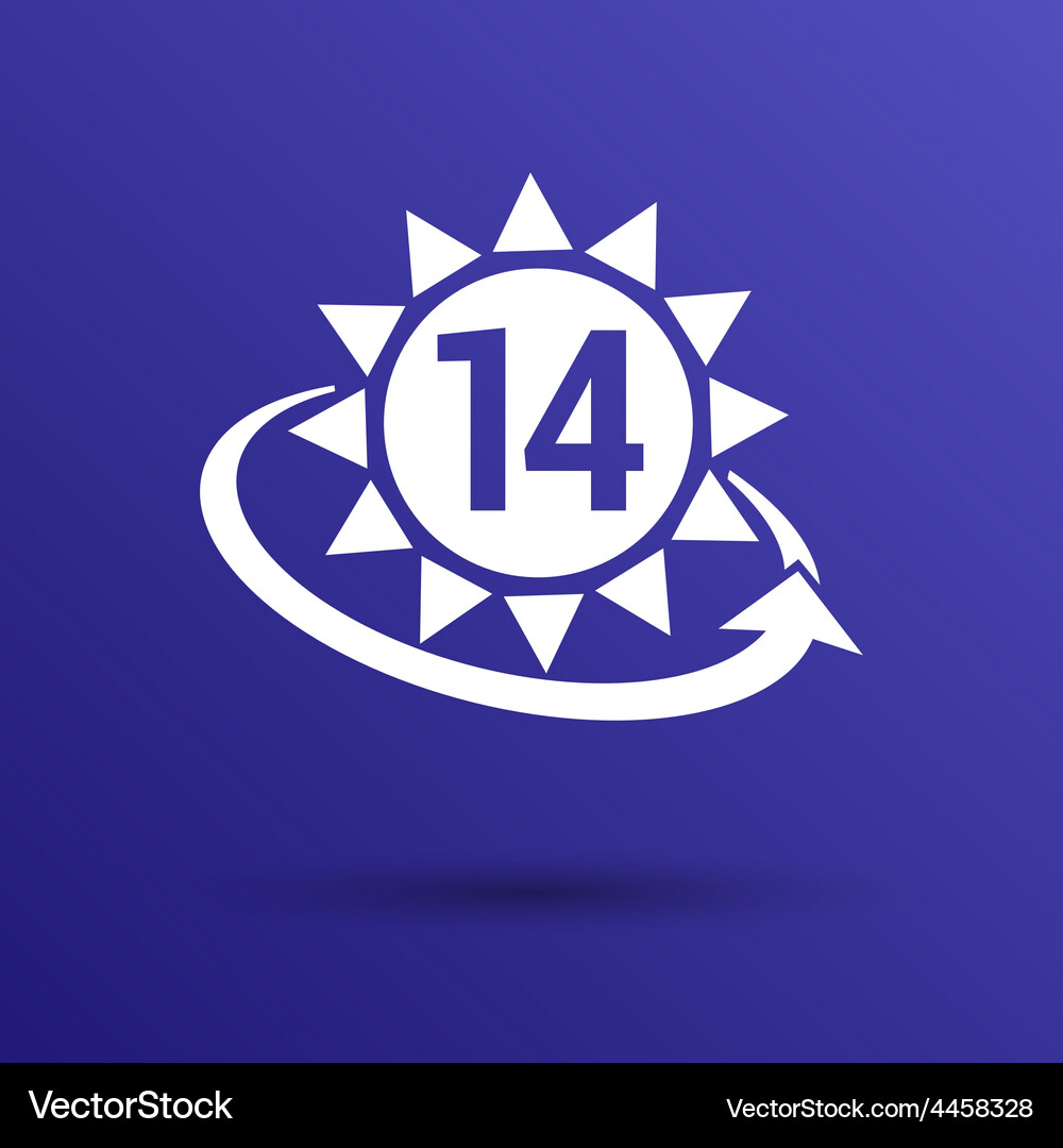 Clock hour sign graphic 14 number time date white Vector Image