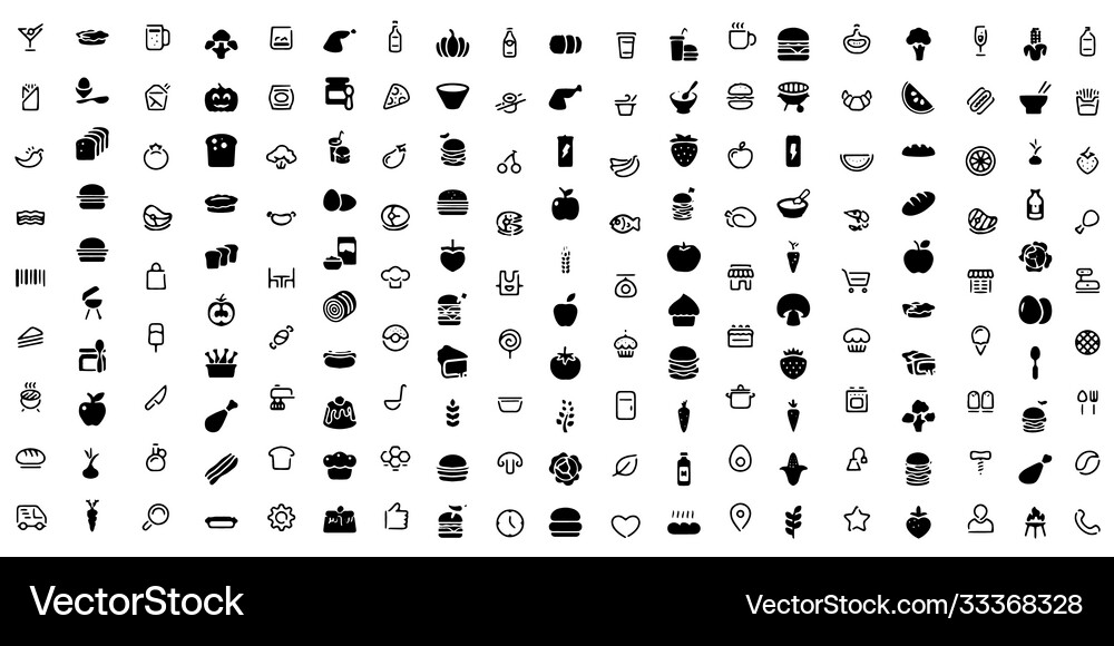 Food icons white background Royalty Free Vector Image