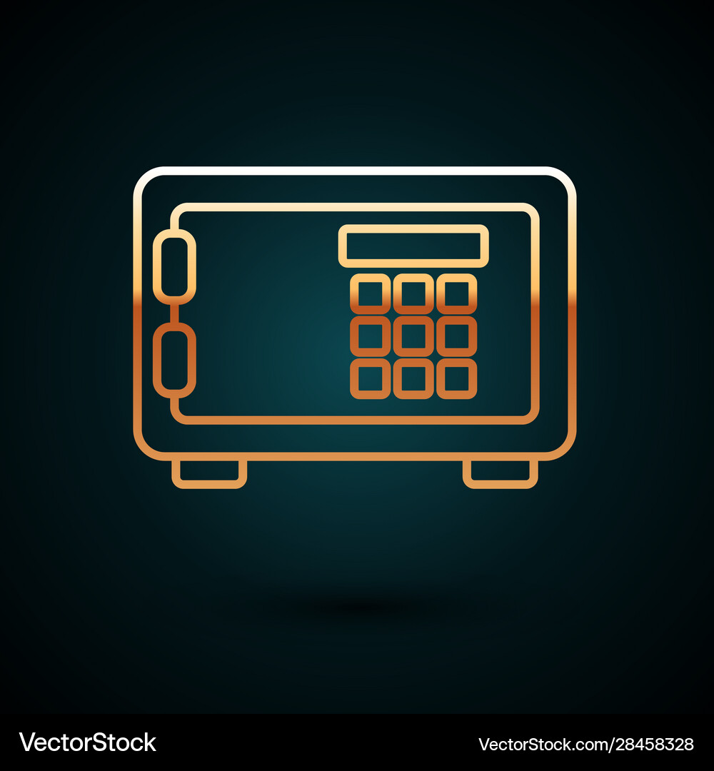 Gold line safe icon isolated on dark blue Vector Image