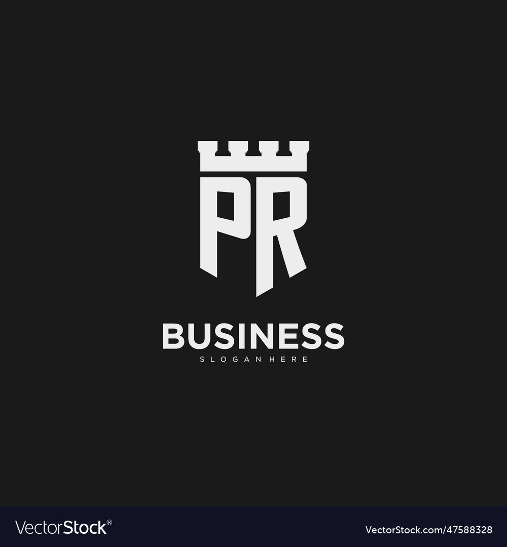 Initials pr logo monogram with shield Royalty Free Vector