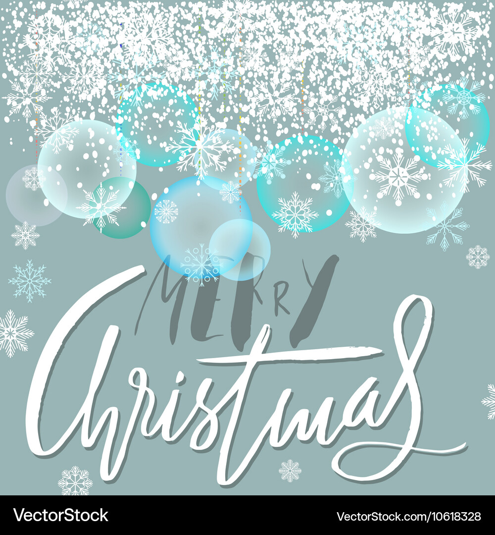 Merry christmas lettering design with blue Vector Image