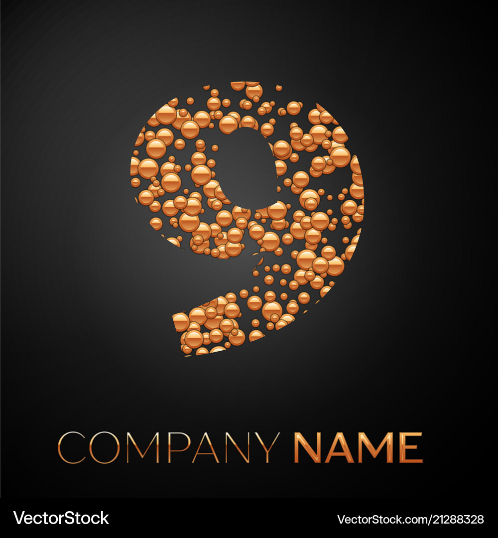 Number nine logo gold dots alphabet logotype Vector Image