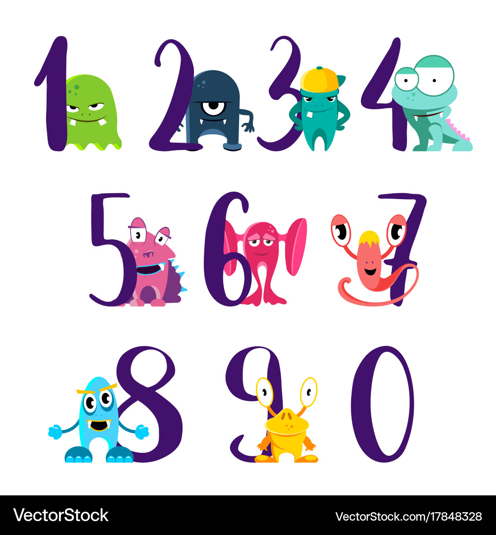 Numbers for happy birthday with cute Royalty Free Vector