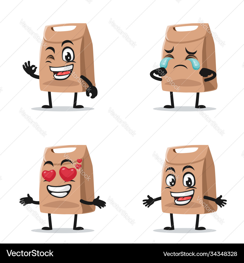 Paper bag mascot or character Royalty Free Vector Image
