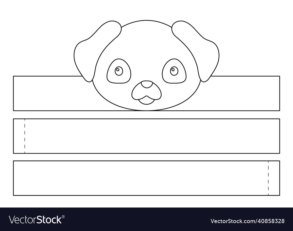 Printable dog paper crown diy cut party ribbon Vector Image