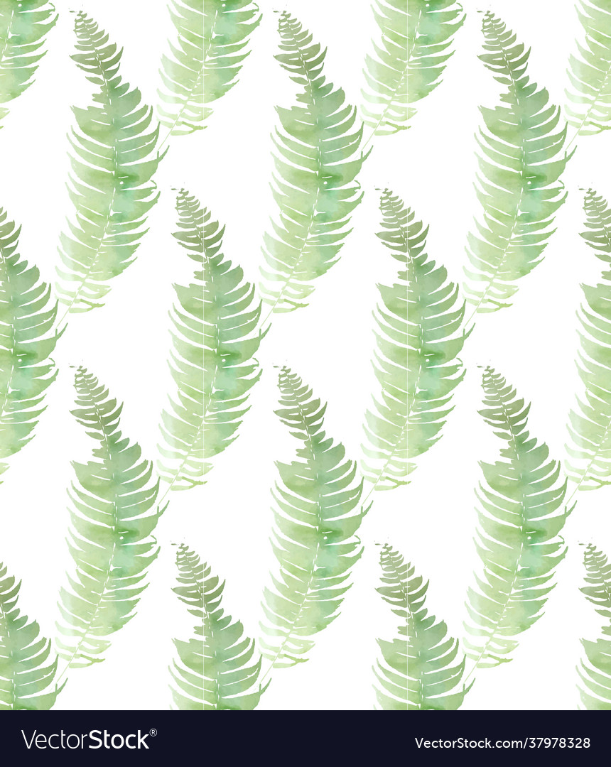 Seamless pattern watercolor ferns Royalty Free Vector Image