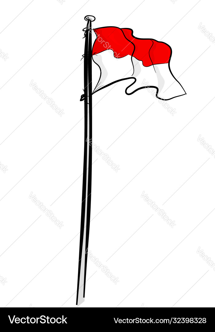 Simple hand draw sketch indonesia flag Royalty Free Vector