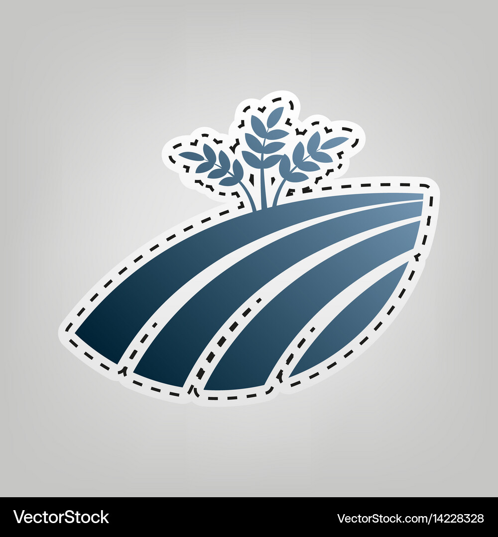 Wheat field sign blue icon with outline Royalty Free Vector