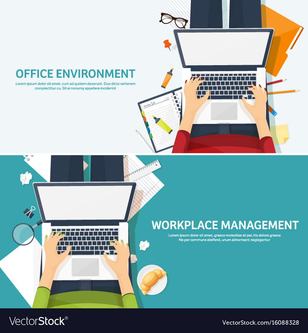 Workplace with table and computer laptop Vector Image