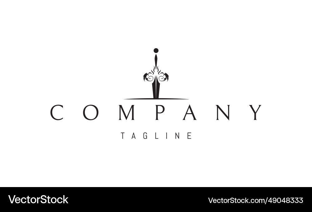 A logo with an abstract image of sword Royalty Free Vector