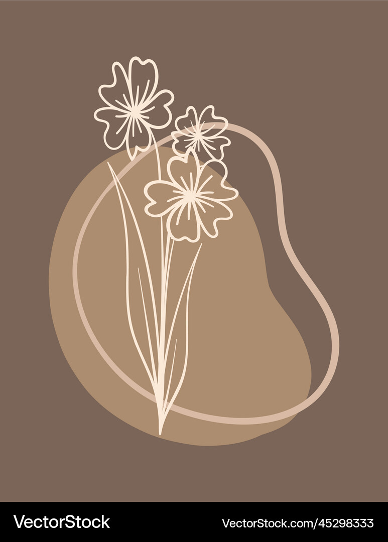 Abstract boho floral simple minimalist hand drawn Vector Image