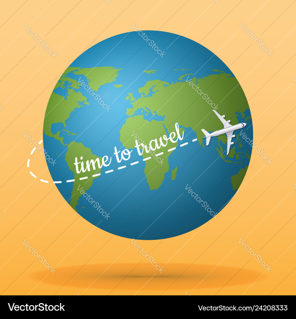 Airplane Over Earth - Travel Concept Royalty Free Vector