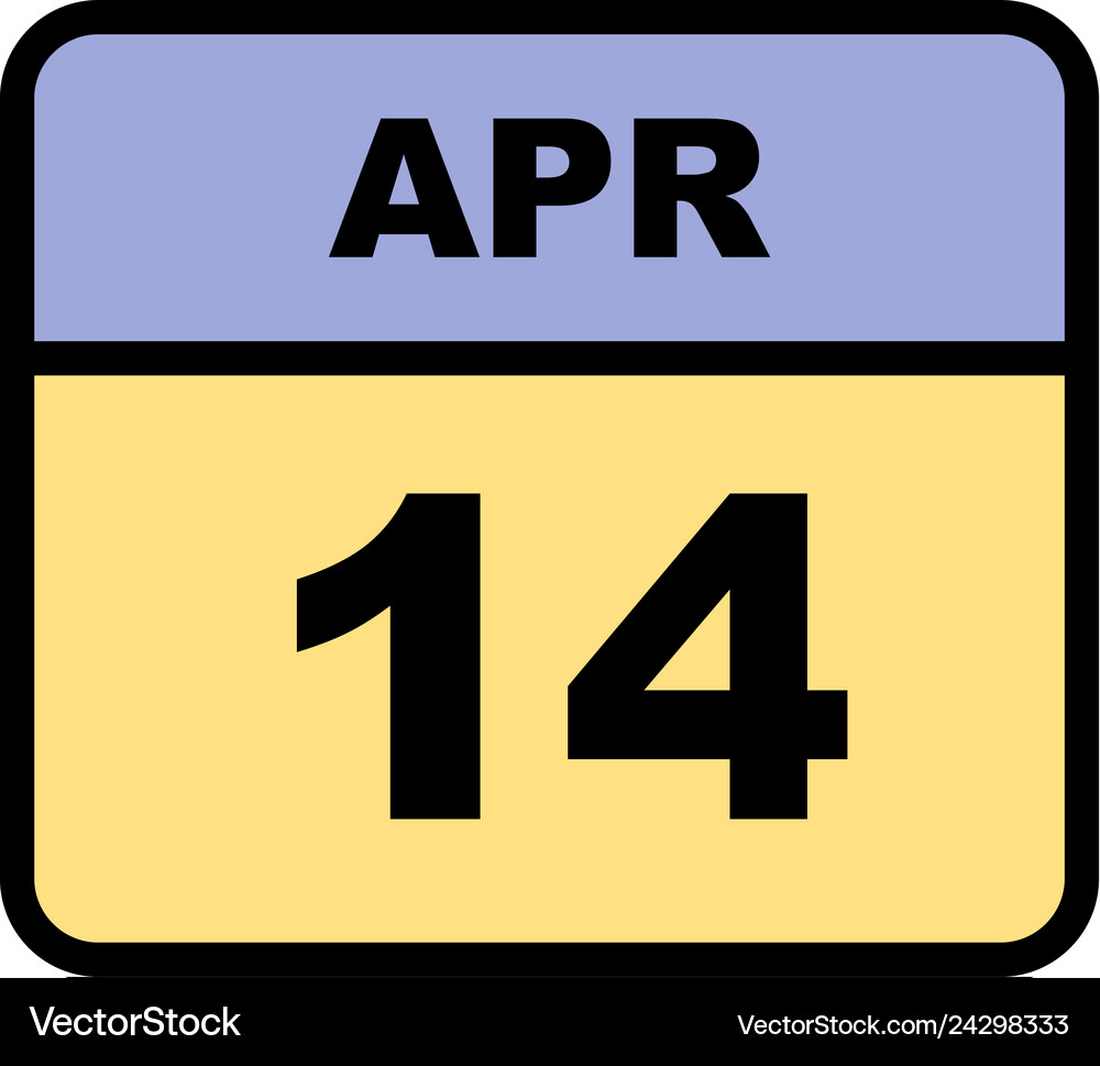 April 14th date on a single day calendar Vector Image