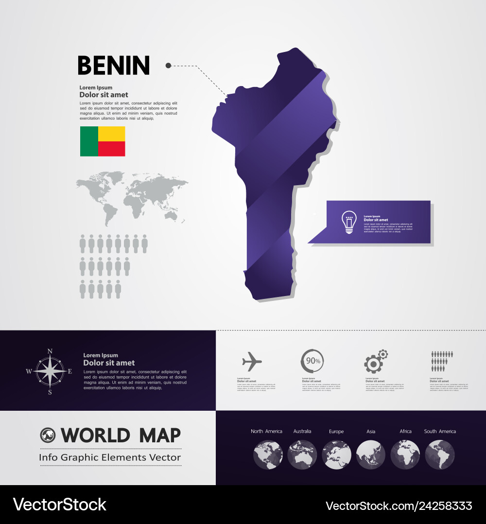 Benin Map Royalty Free Vector Image Vectorstock