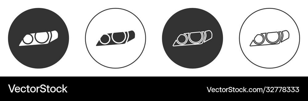 Black car headlight icon isolated on white Vector Image