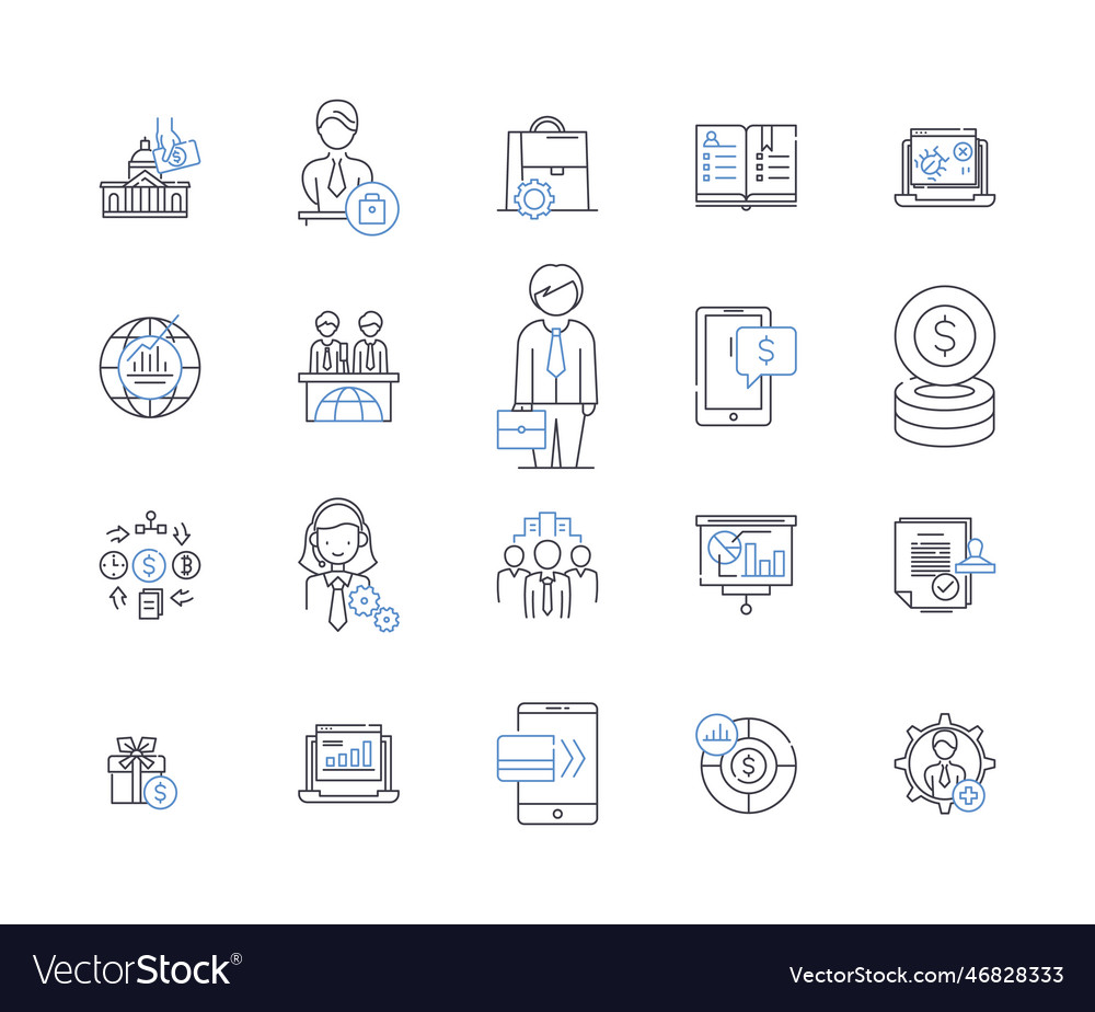 Corporate integration line icons collection Vector Image