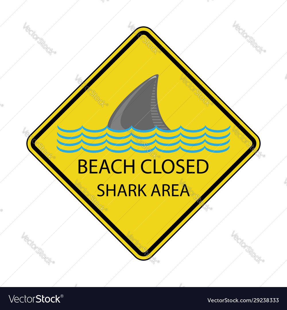 Danger shark zone beware sharks yellow square Vector Image