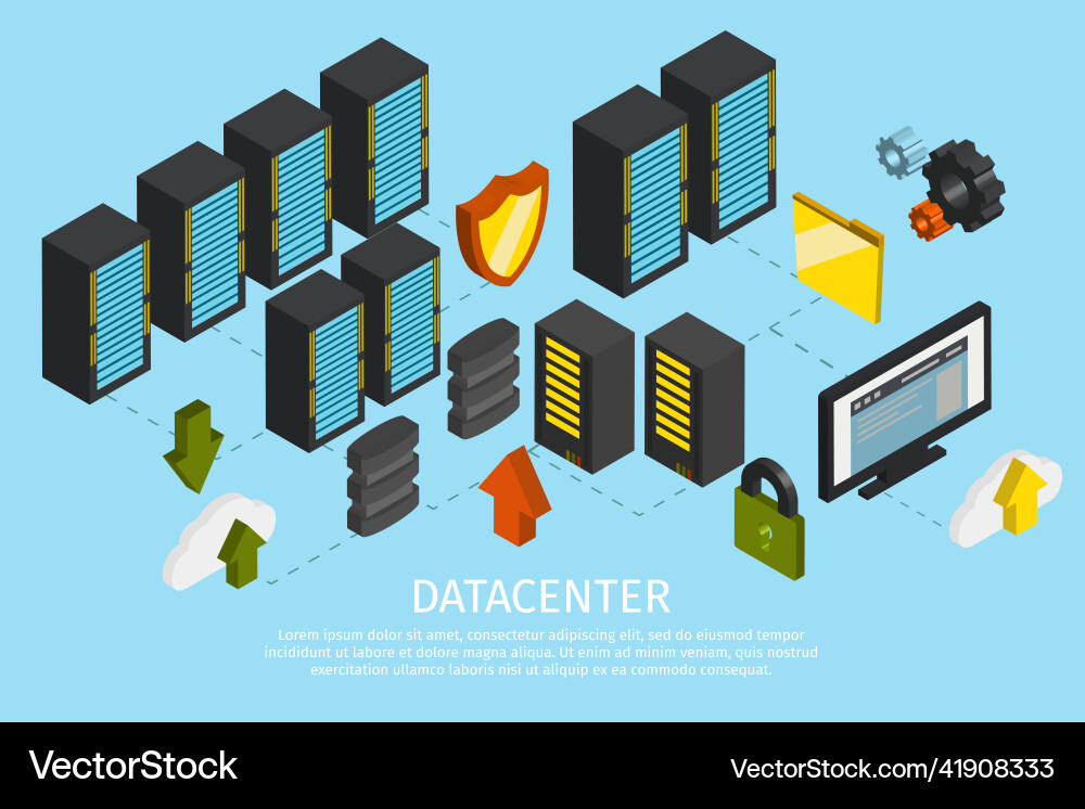 Datacenter colored poster Royalty Free Vector Image