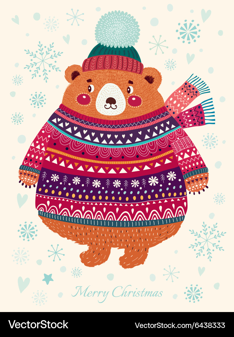 Merry christmas bear Royalty Free Vector Image
