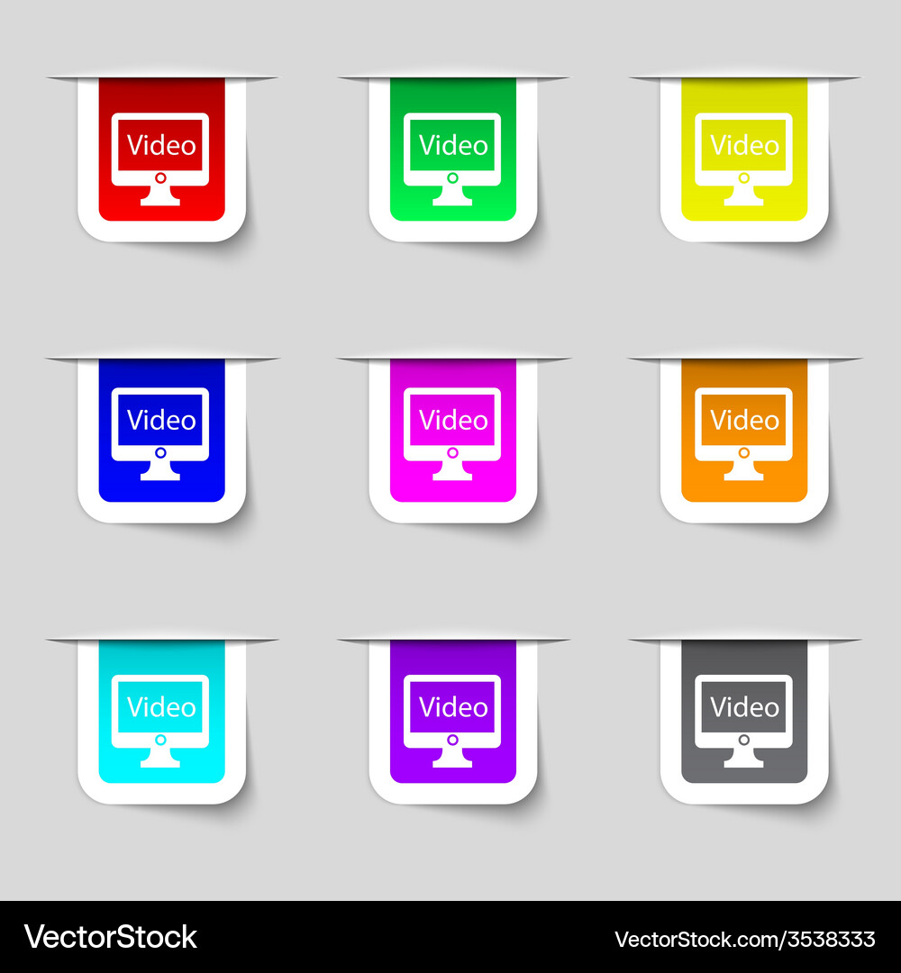 Play video sign icon player navigation symbol set Vector Image