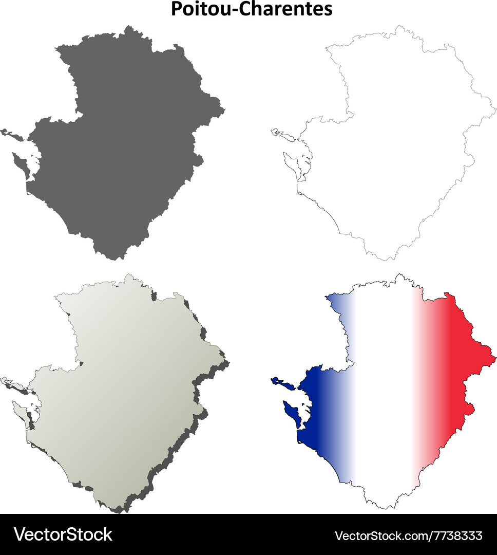 Poitou-charentes blank detailed outline map set Vector Image