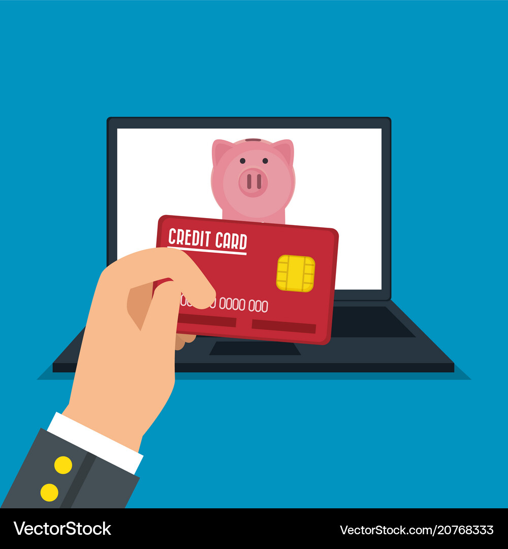 Save money on line with laptop Royalty Free Vector Image