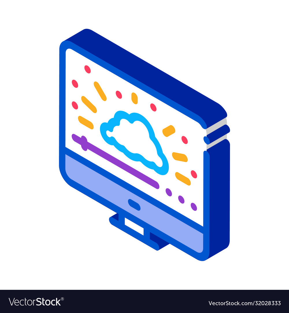 Shining cloud computer work isometric icon Vector Image
