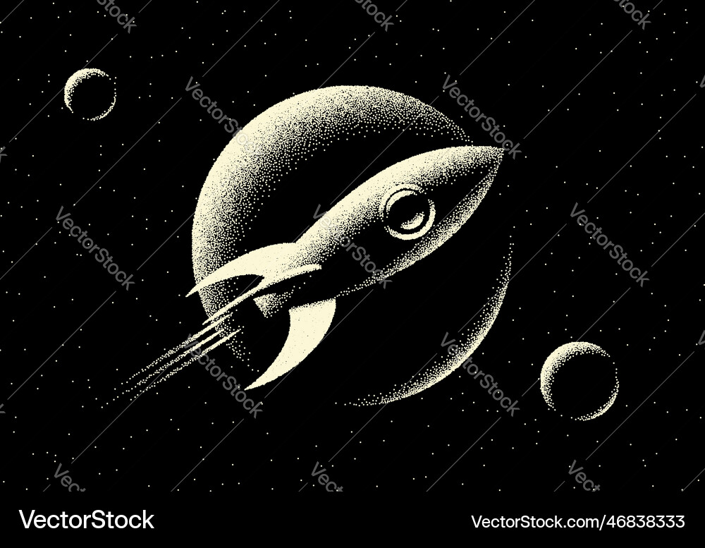 Space landscape with scenic view on planet rocket Vector Image