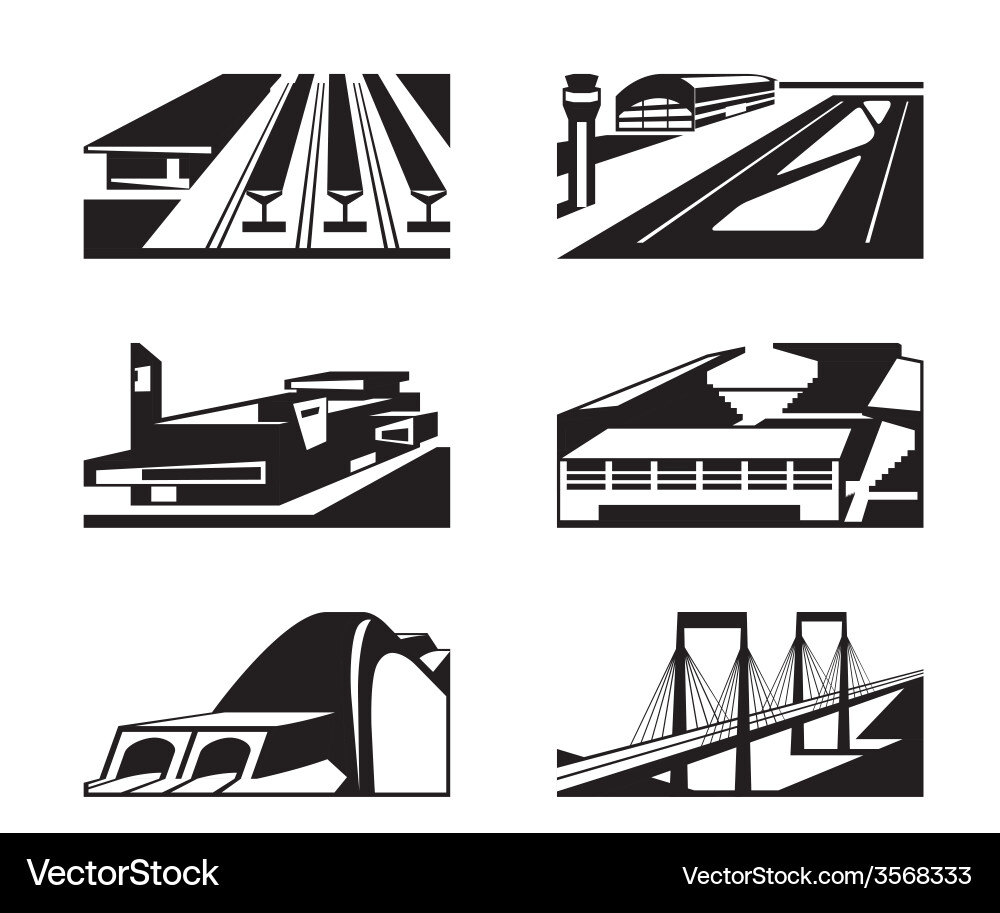 Various types enormous buildings Royalty Free Vector Image