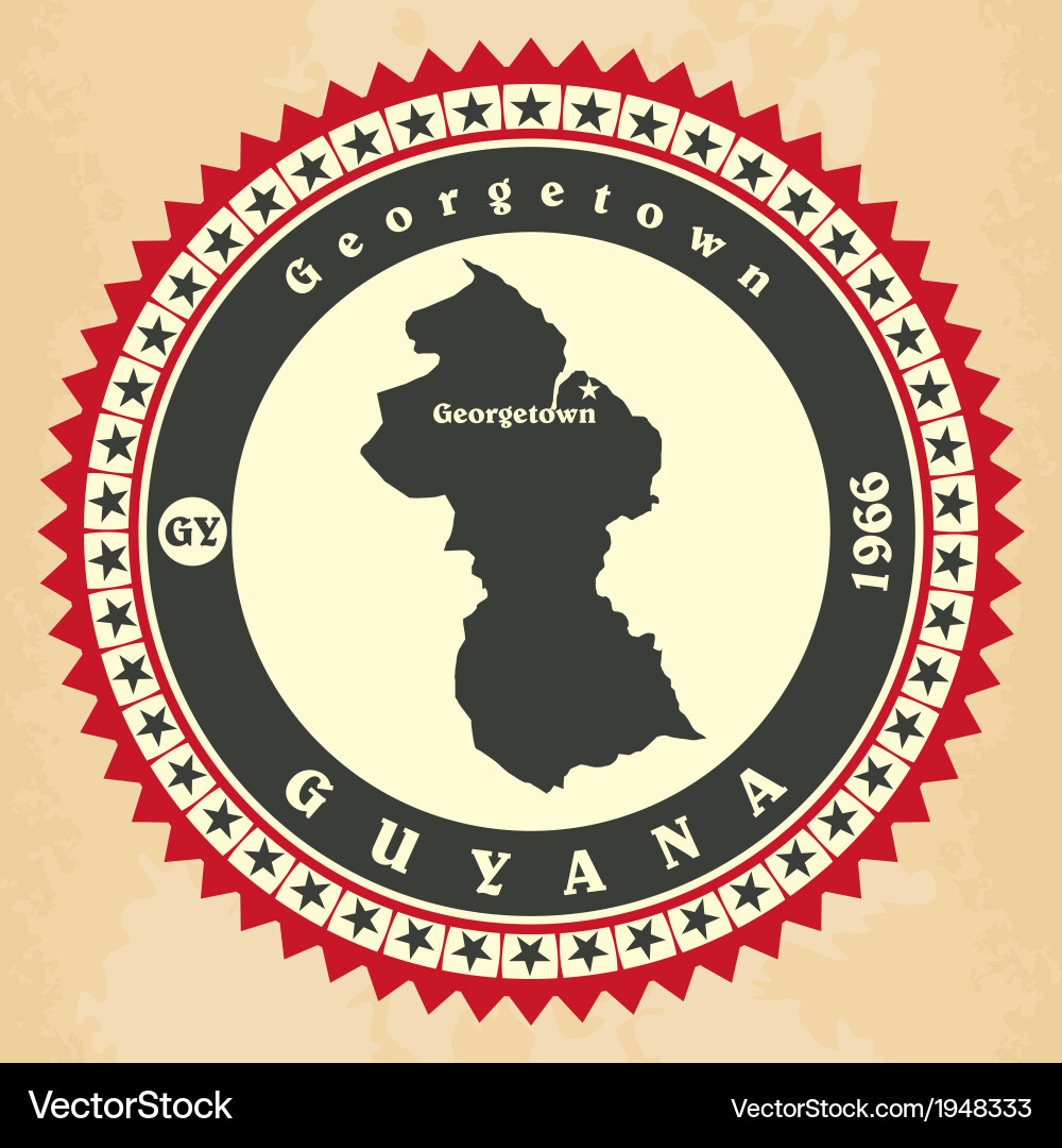Vintage label-sticker cards guyana Royalty Free Vector Image