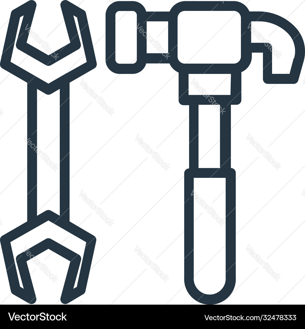 Wrench outline icon outline editable Royalty Free Vector