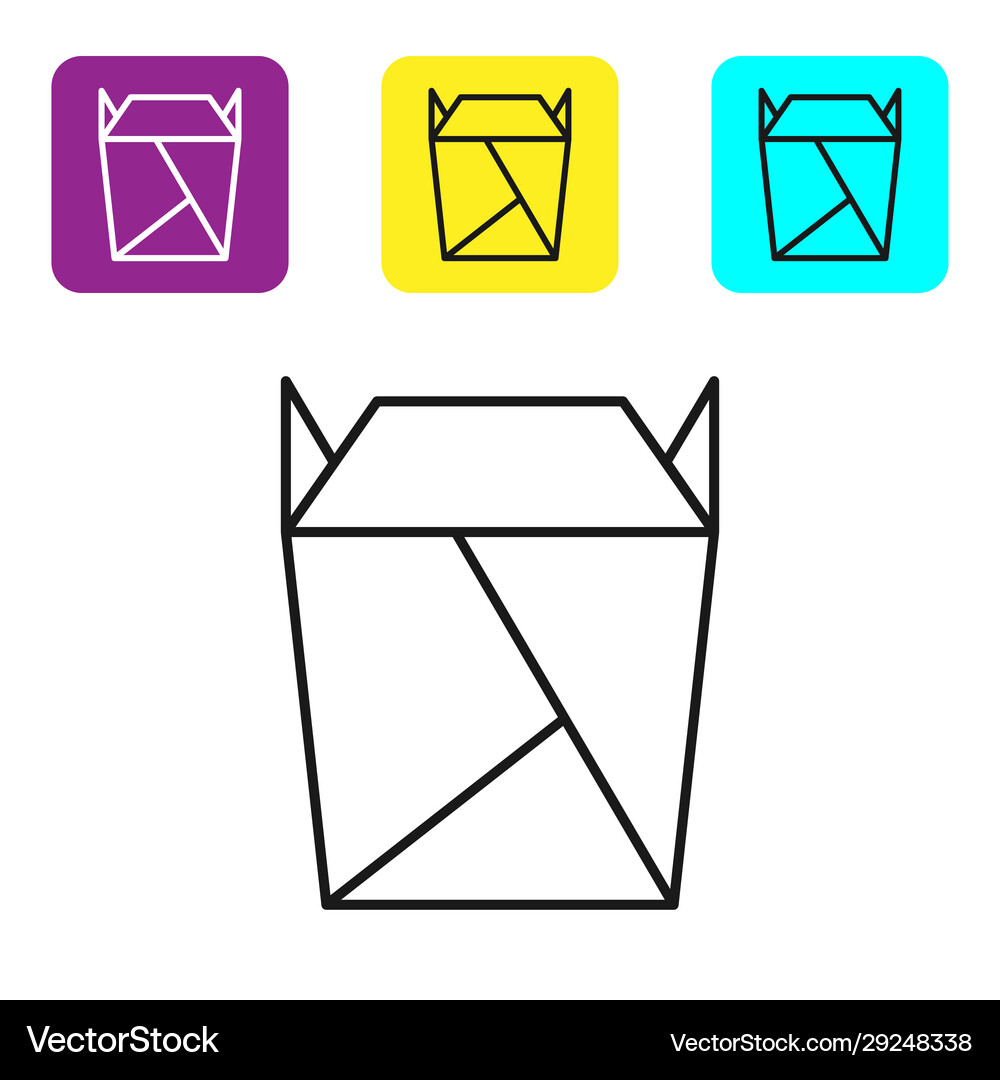 Black line chinese restaurant opened take out box Vector Image