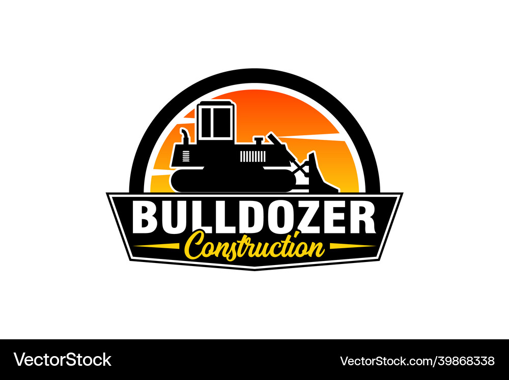 Bulldozer logo template heavy equipment logo Vector Image