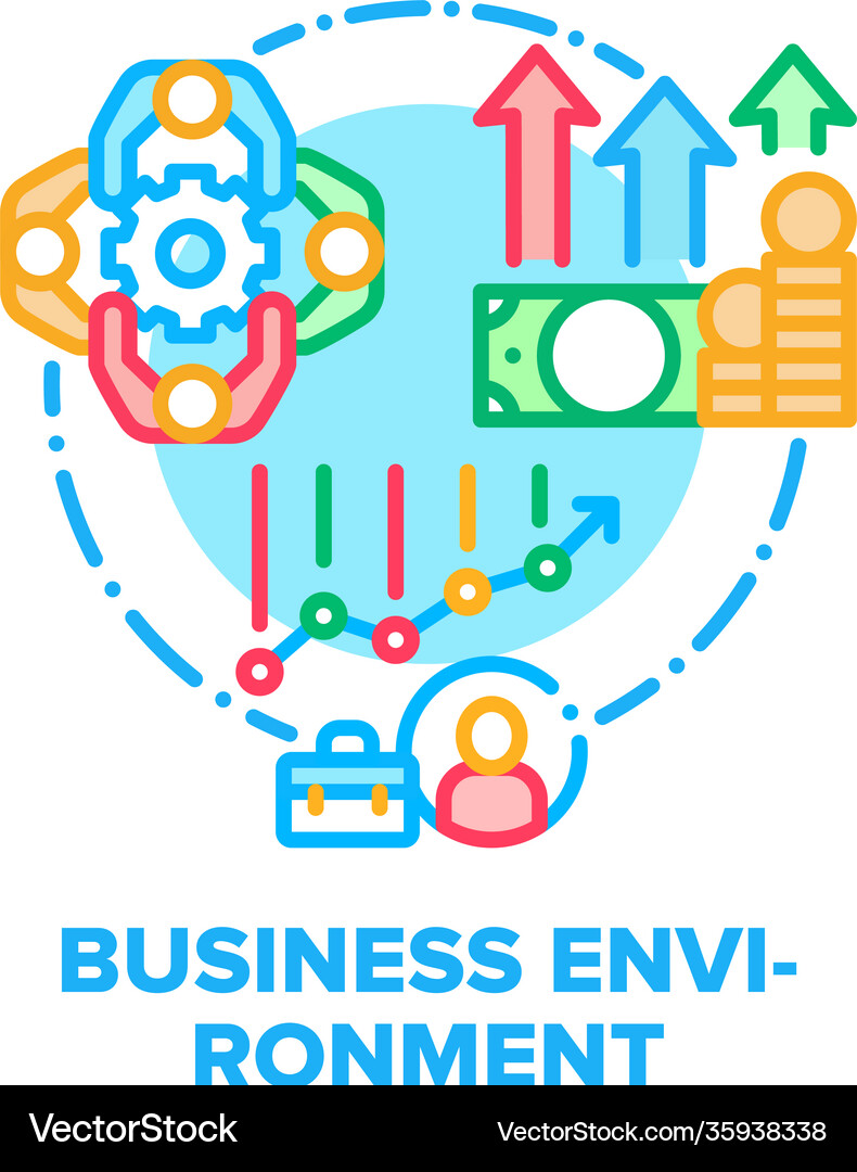Business environment team concept color Royalty Free Vector