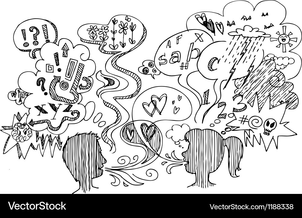 Couple dialogue sketchy doodles Royalty Free Vector Image