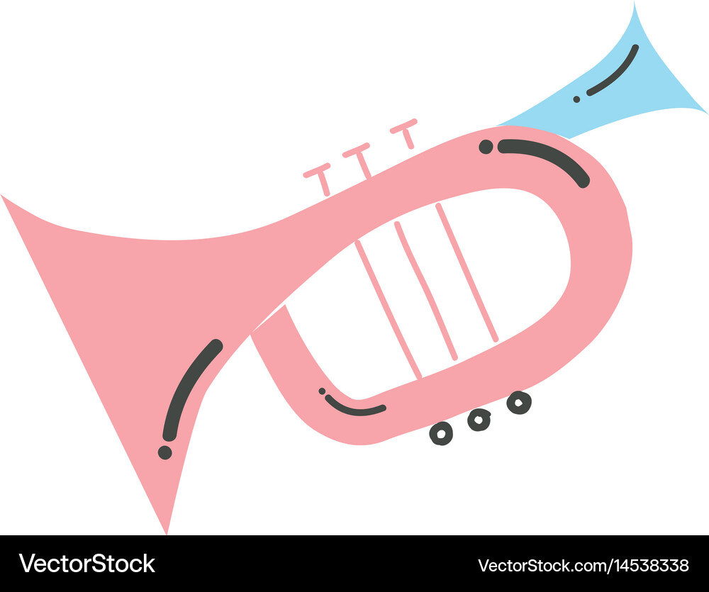 Cute trumpet play music instruments Royalty Free Vector