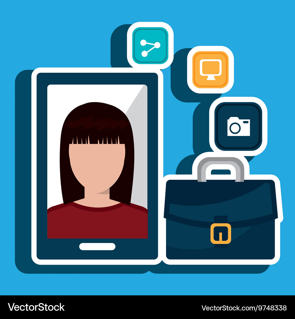 Executive woman and cellphone isolated icon design