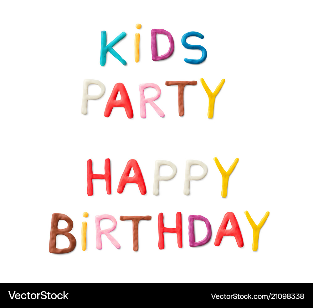 Handmade modeling clay words happy birthday Vector Image