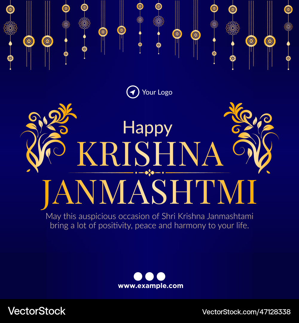 Happy krishna janmashtami banner design template Vector Image