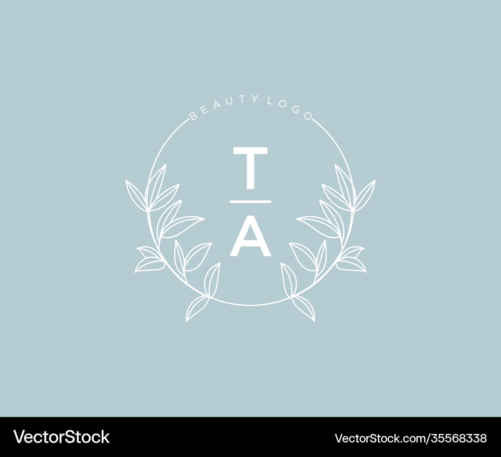 Initial ta letters beautiful floral feminine Vector Image