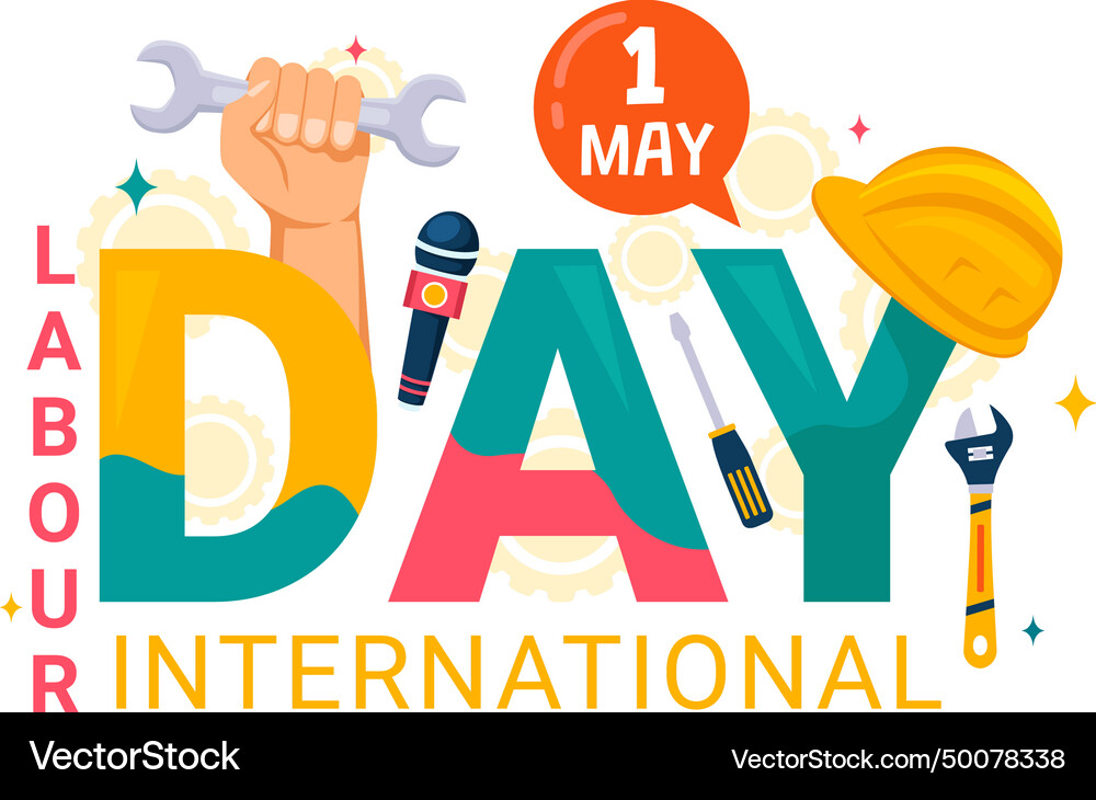 International labor day on 1 may with different Vector Image
