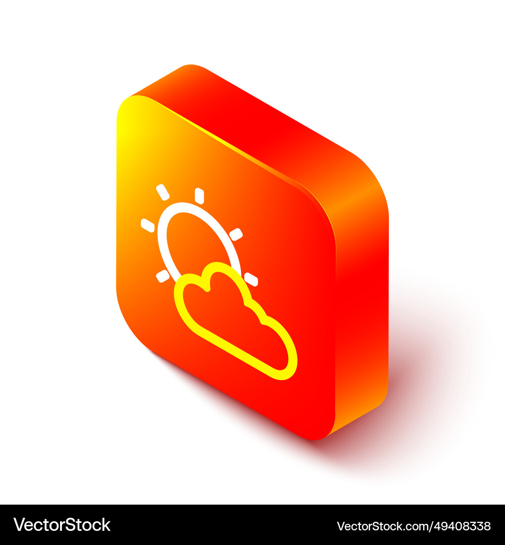 Isometric line sun and cloud weather icon Vector Image