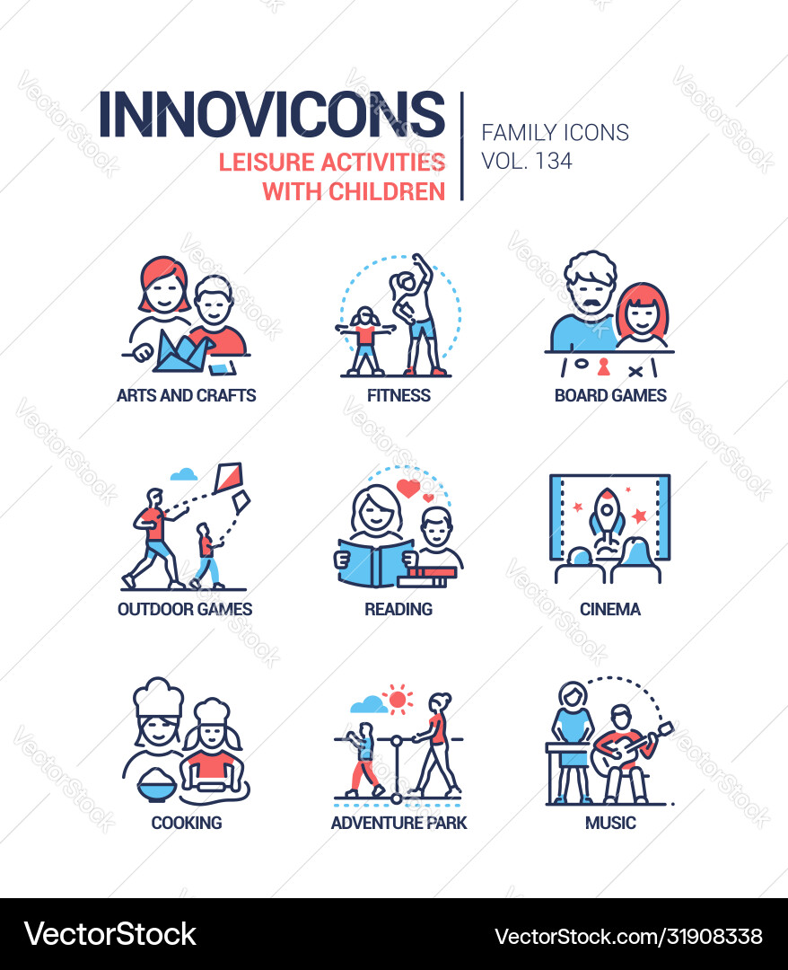 Leisure activities for children - line design Vector Image