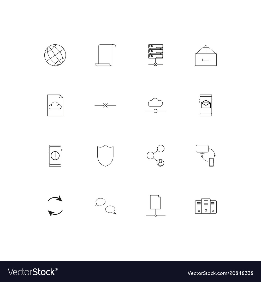 Network and database linear thin icons set Vector Image