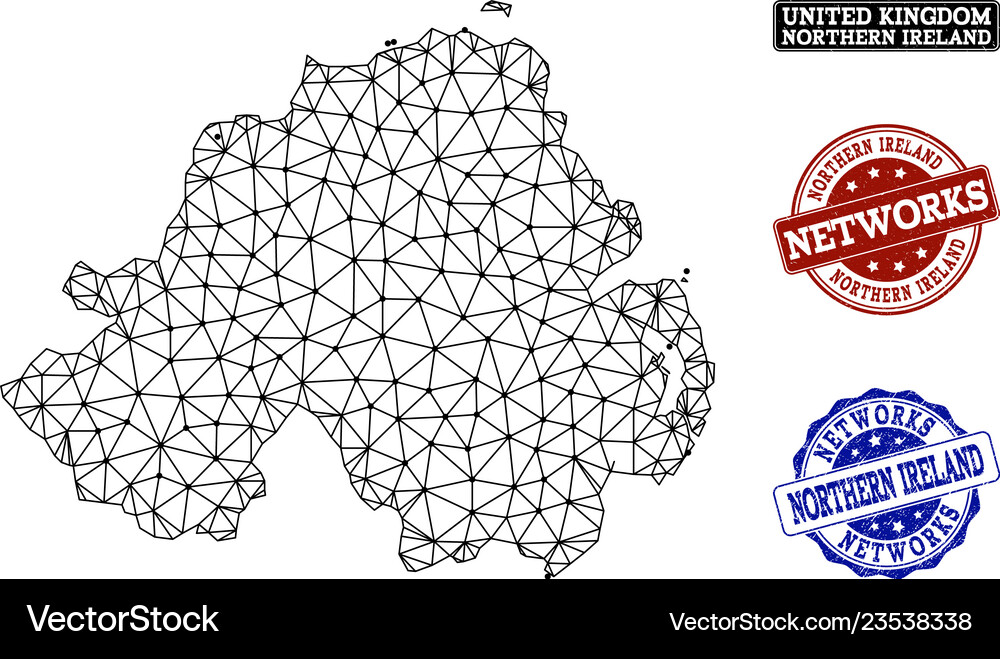 Polygonal network mesh map of northern Royalty Free Vector