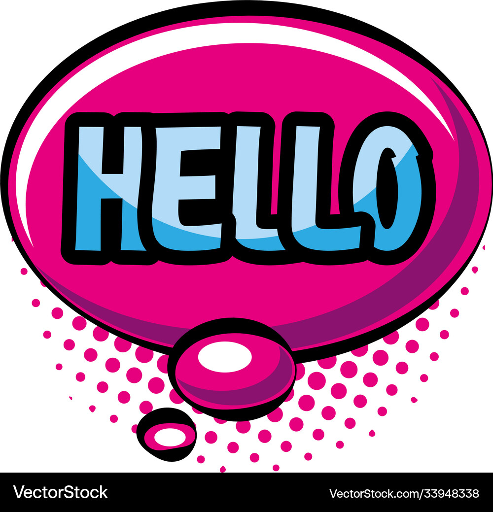 Pop art hello bubble detailed style icon Vector Image