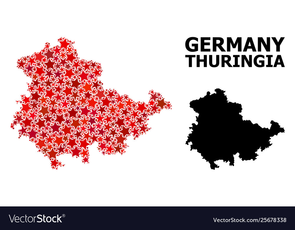 Red star pattern map thuringia state Royalty Free Vector