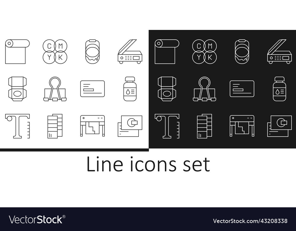 Set line business card printer ink bottle paint Vector Image Set line business card printer ink bottle paint Vector Image